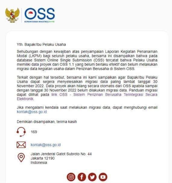 Mari segera migrasikan data proyek anda dari OSS 1.1 ke OSS RBA sebelum ...